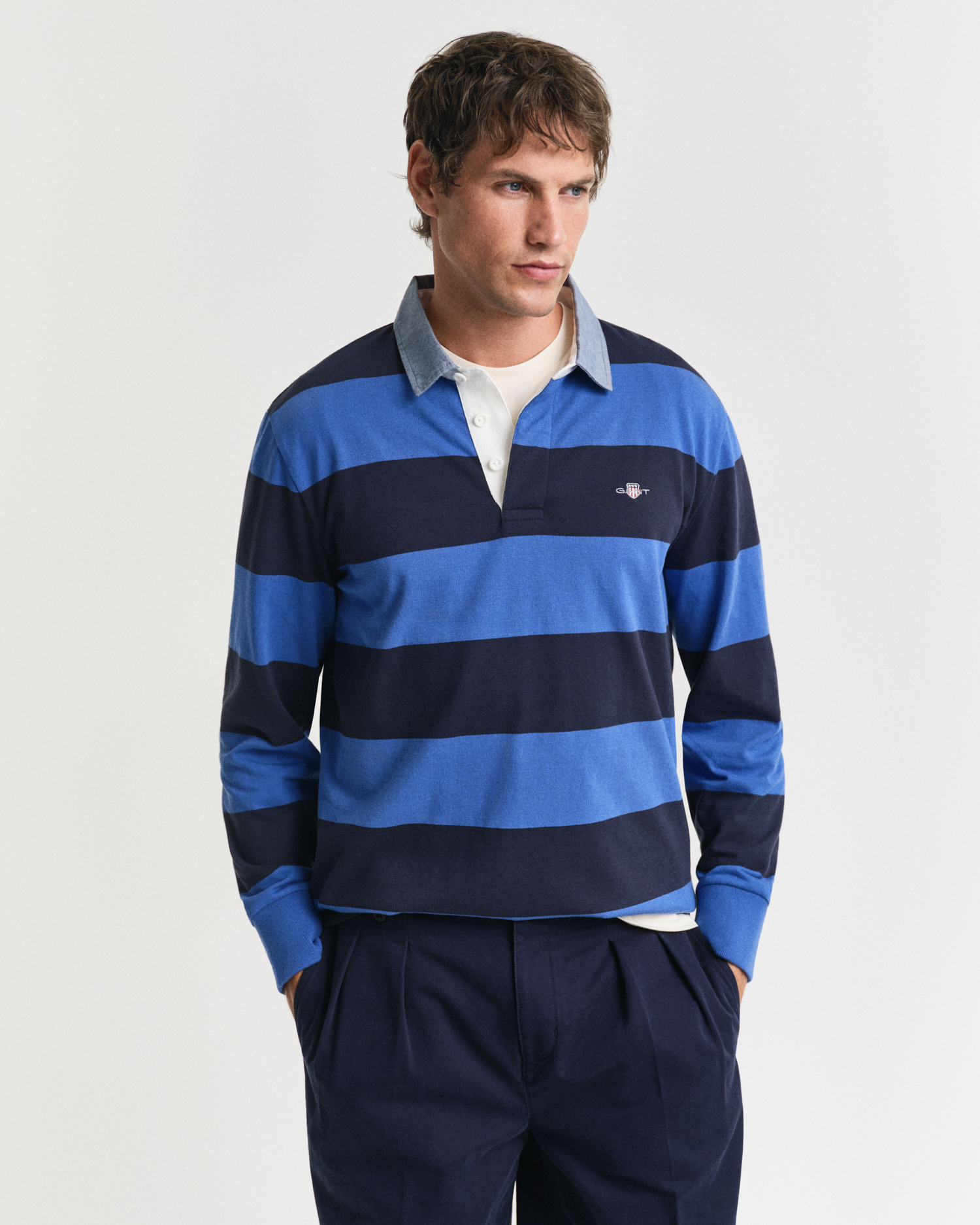 Chambray Collar Striped Heavy Rugger - GANT