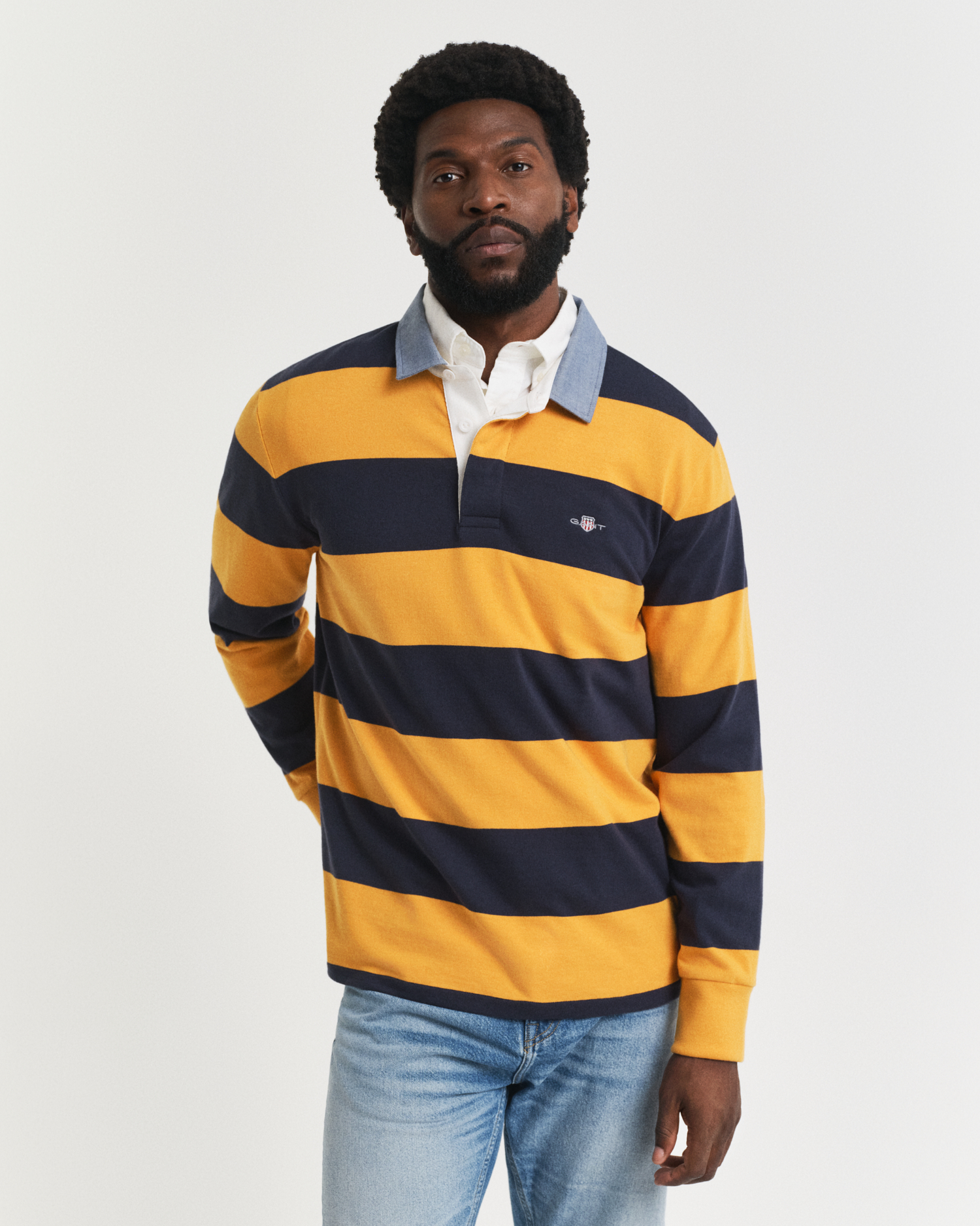 Chambray Collar Striped Heavy Rugger - GANT