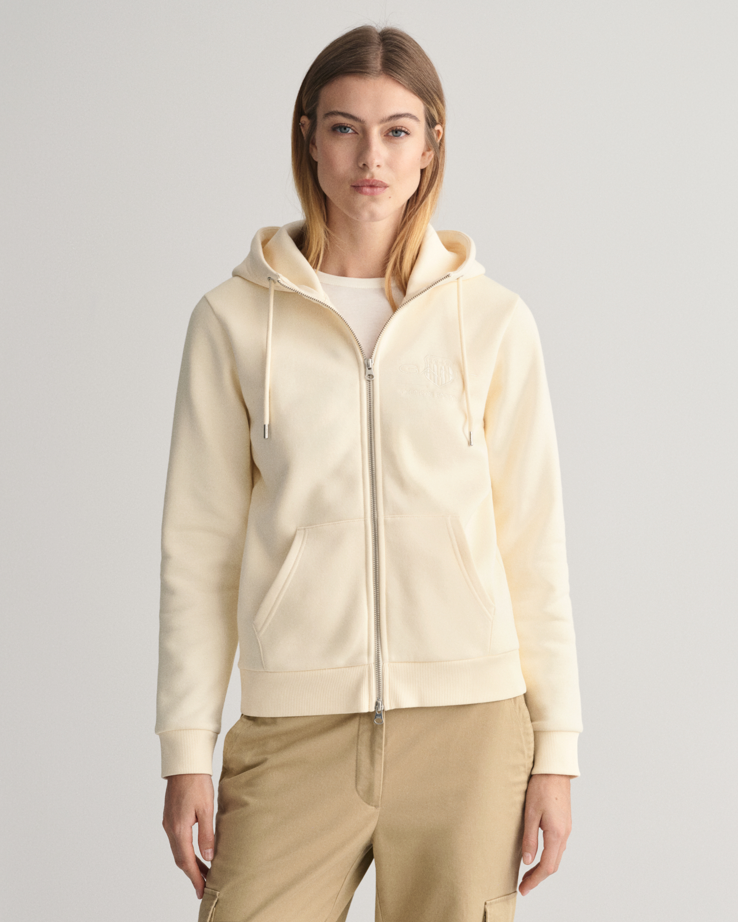 Tonal Shield Zip Hoodie - GANT