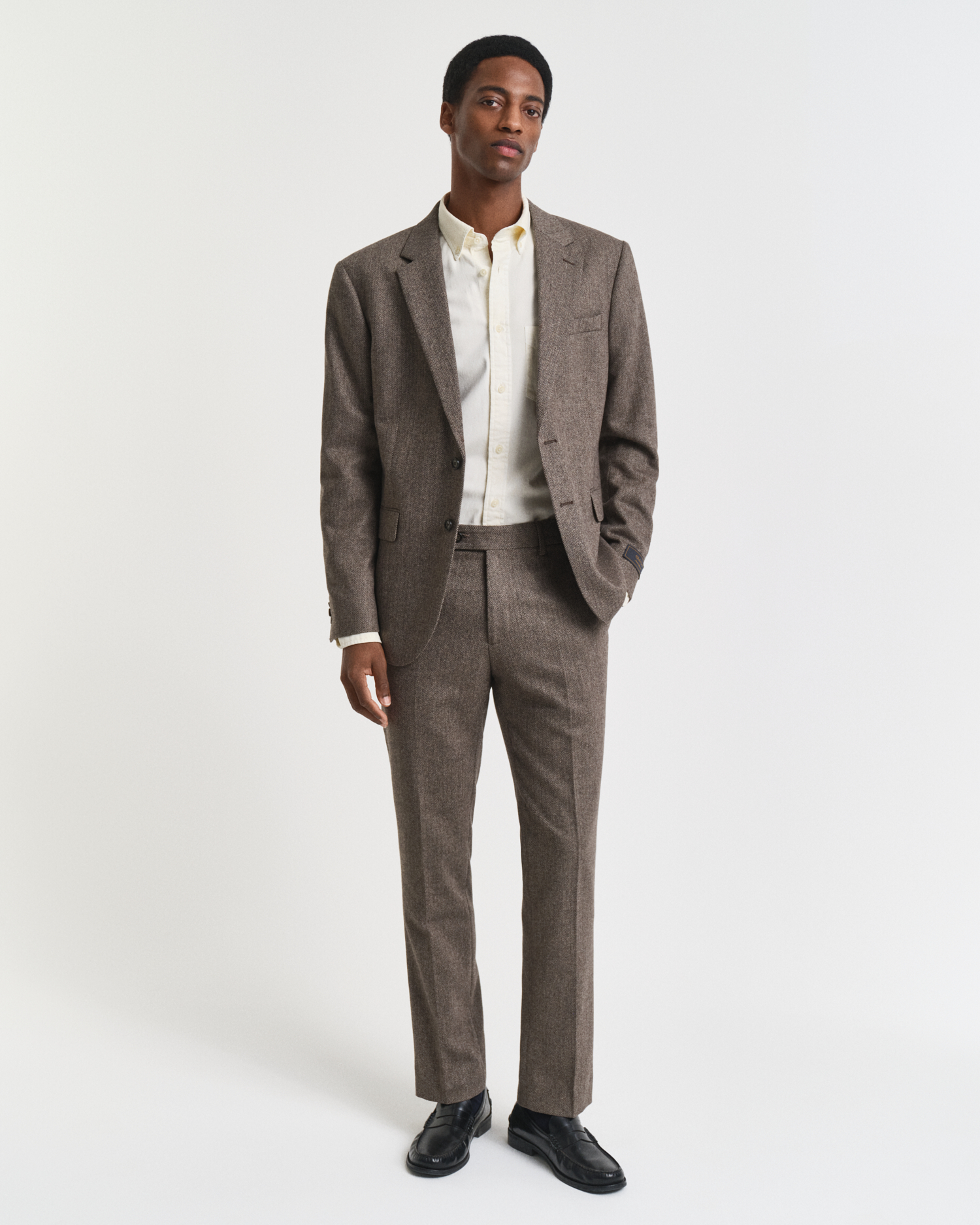 Slim Fit Flannel Herringbone Suit Pants - GANT